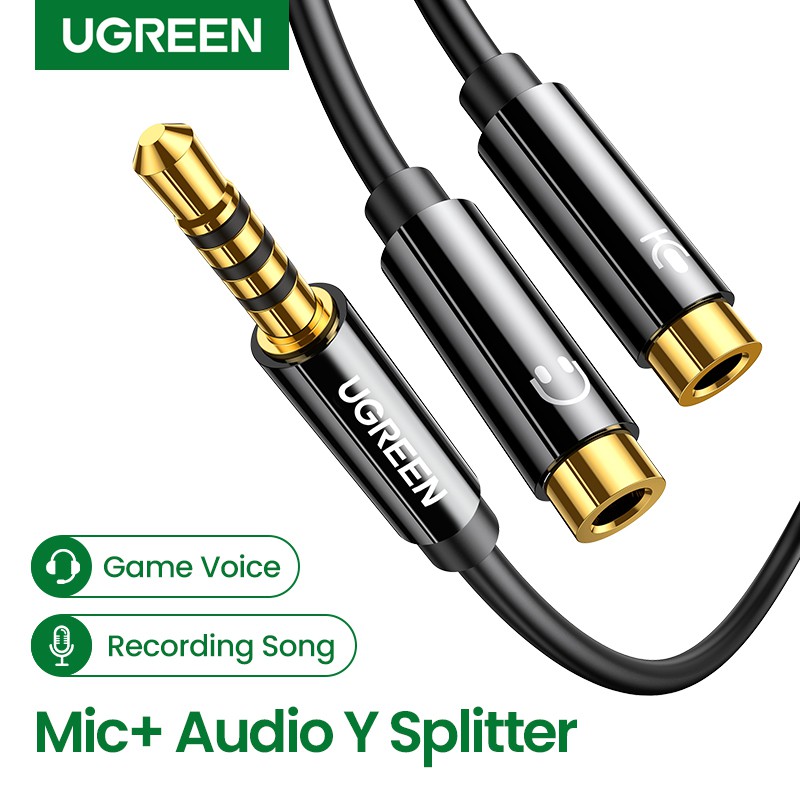 UGREEN Separate Headphone and Microphone Plugs Headset Adapter (3.5mm x ...