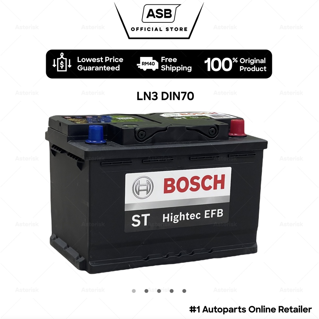 BOSCH DIN70 - LN3 (EFB) - 70AH - Stop Start Battery - VOLKSWAGEN Passat, Golf GTi PEUGEOT 208 ...