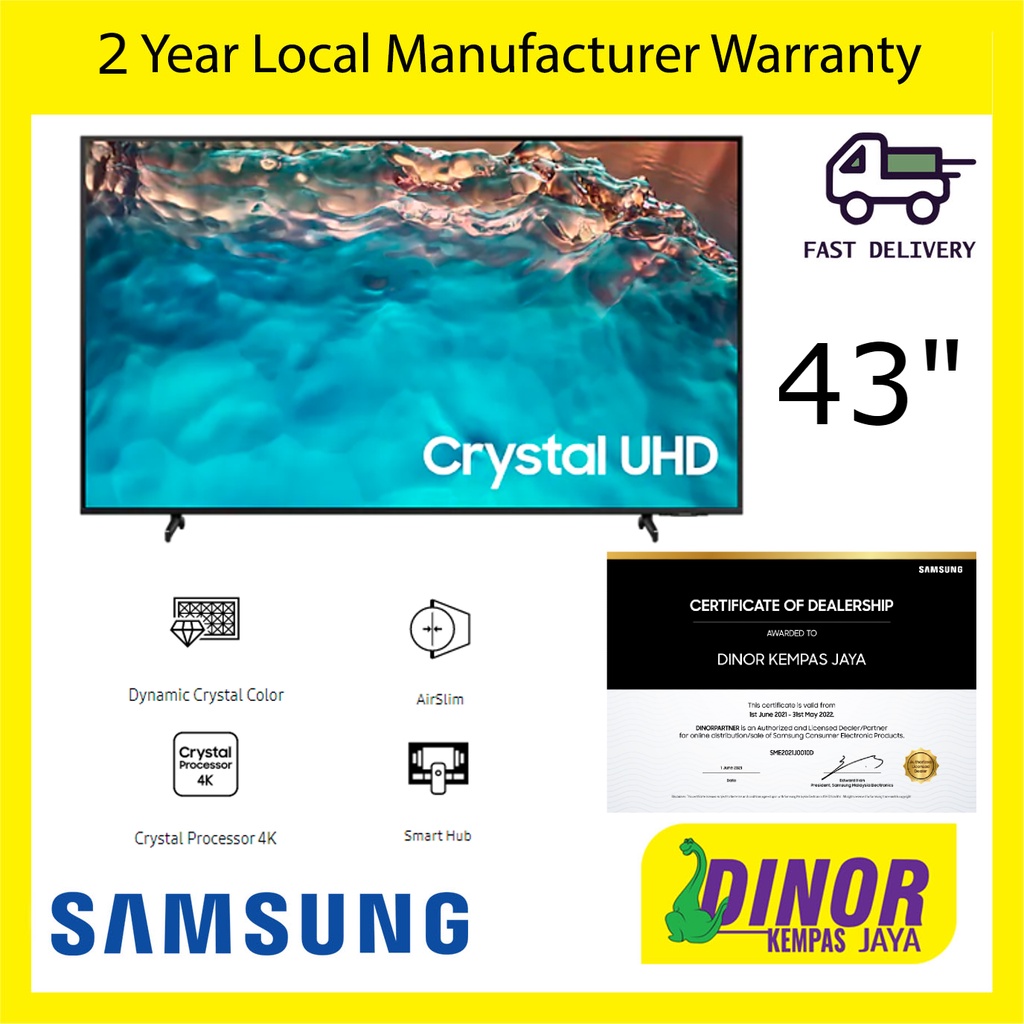 [NEW] Samsung 43 Inches / BU8000 Crystal UHD 4K Smart TV (2022) 4 Ticks ...