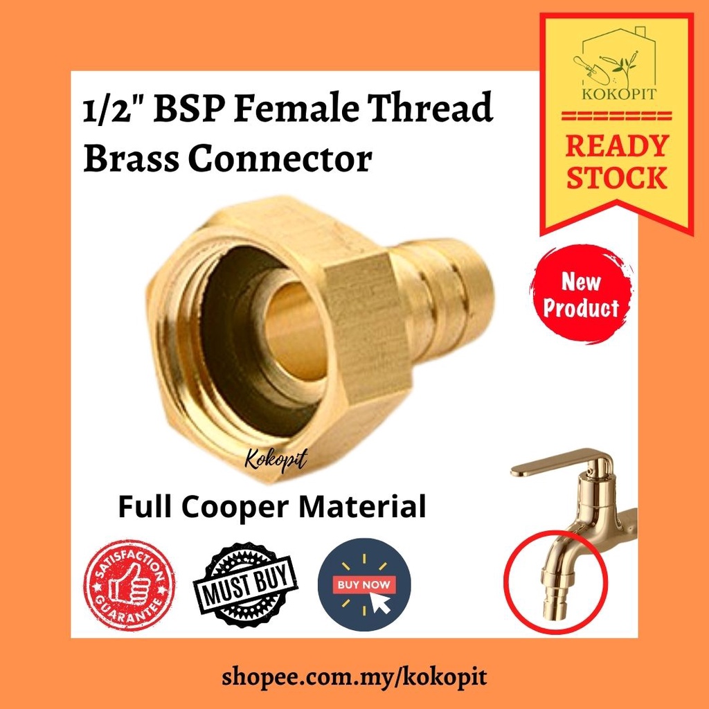 ½" BSP Female Thread Brass Connector Joint Copper Pipe Coupling Adapter ...