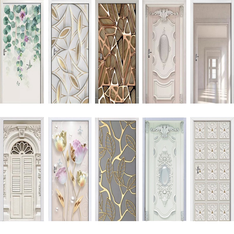 Custom Door Stickers Home Decor Door Wrap Wall Sticker Mural Wallpaper ...