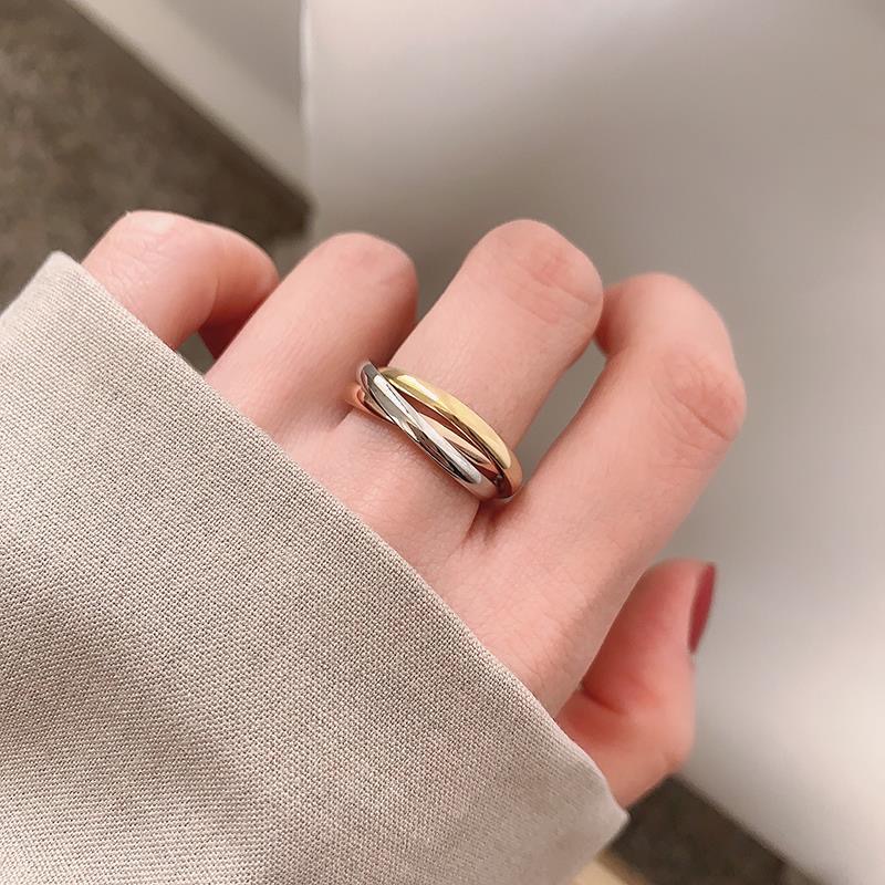 Three-Color Three-Ring Ring European American Trend High-End Feeling ...