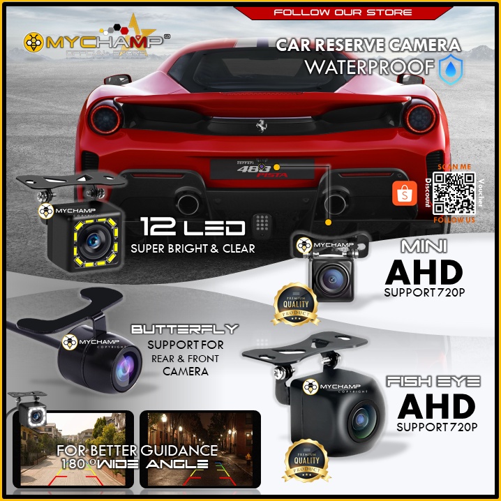 CHAMPION High Resolution Night Vision Reverse Camera Waterproof 170 ...