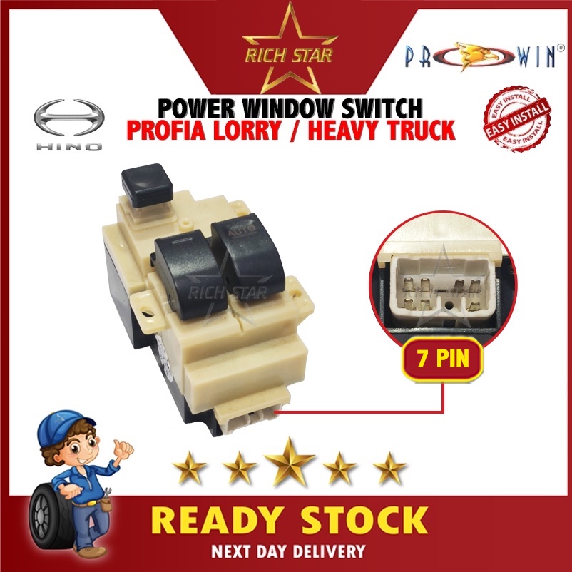 [ HINO PROFIA FN(24V)LORRY/HEAVY TRUCK(2DOOR)POWER WINDOW SWITCH MAIN MASTER/DRIVER SIDE]7PINS ...