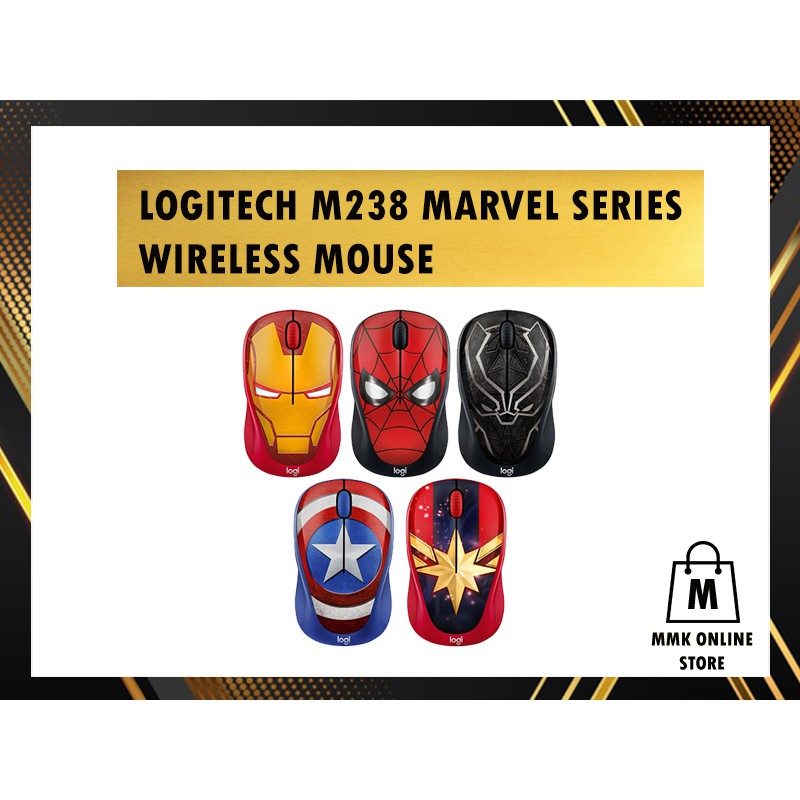 LOGITECH M238 WIRELESS MOUSE MARVEL COLLECTION IRONMAN / SPIDERMAN ...