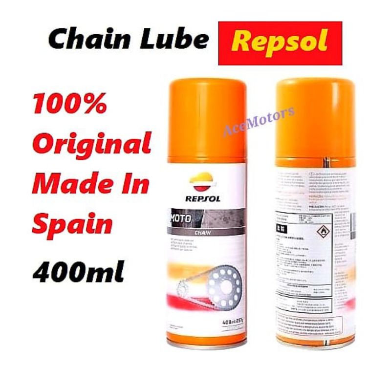 REPSOL CHAIN LUBE SPRAY FOR O RING RANTAI 400ML 💯 ORIGINAL SPAIN ...