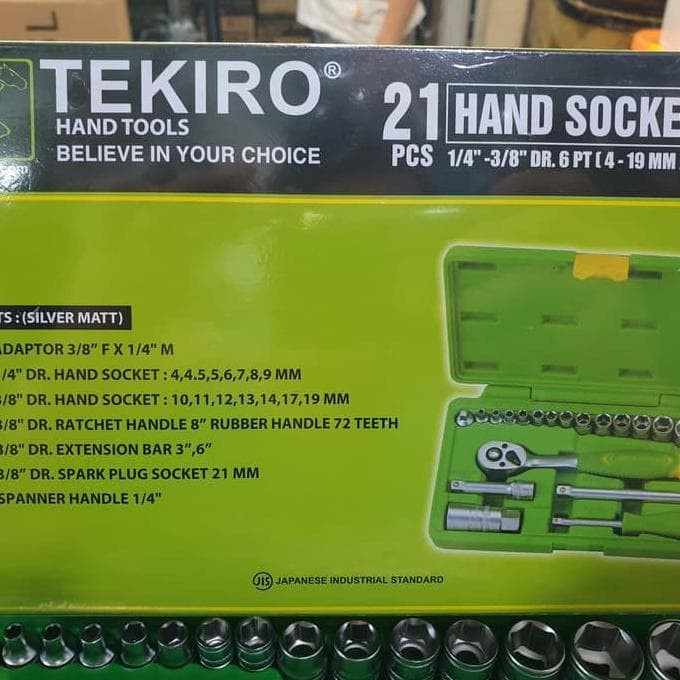 Tekiro SOCK LOCK SET DR.HAND SOCKET SET 21 PCS 6 PT PLASTIC TEKIRO SC ...