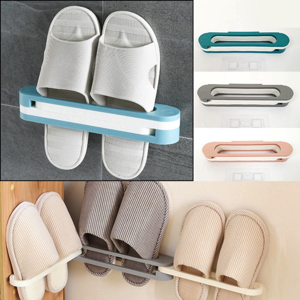 (LARGE TRIPLE SLOT) Foldable Wall Mounted 3 in 1 Shoe Holder Traceless ...