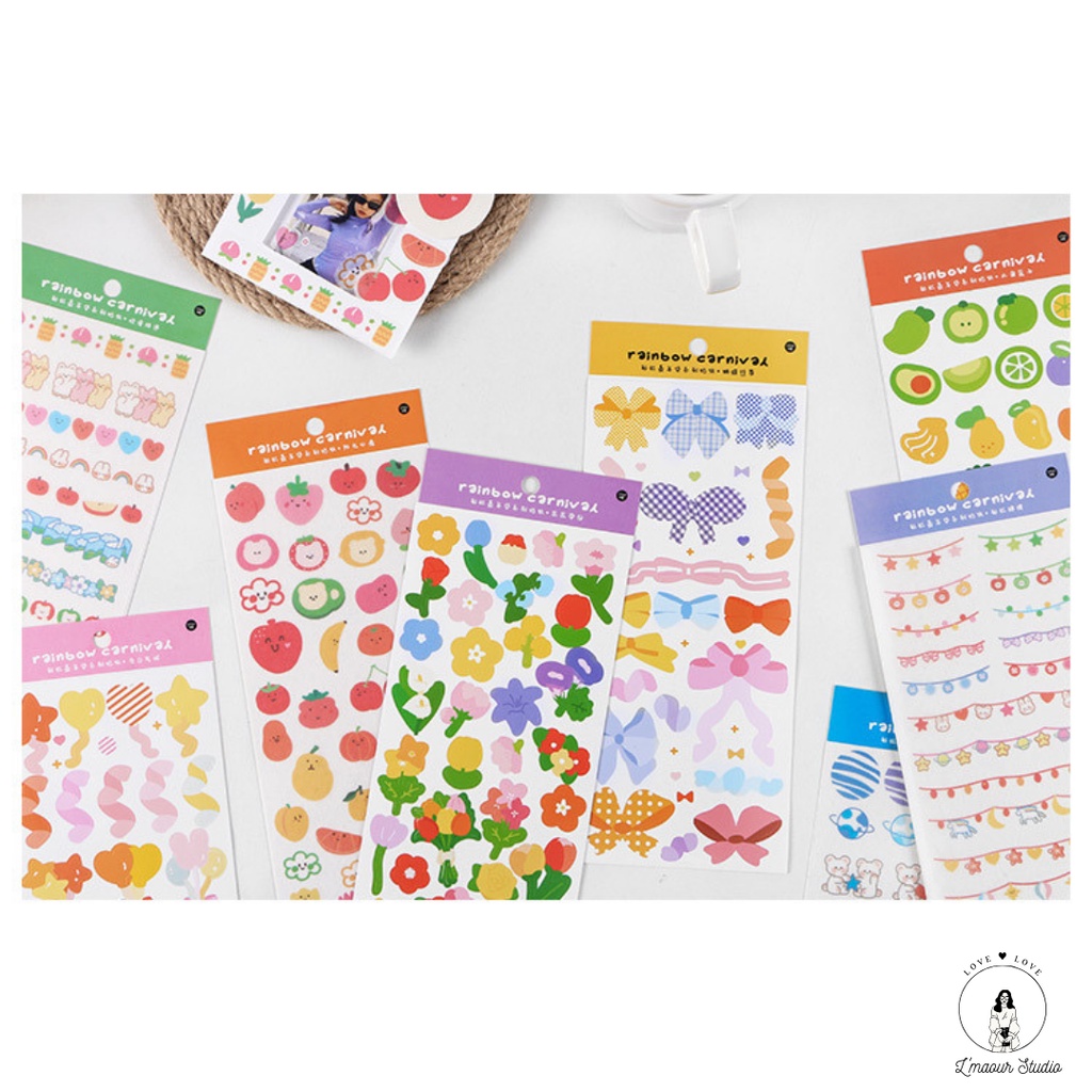 Infeel Me Rainbow Carnival Series Decoration Journal Washi Sticker ...