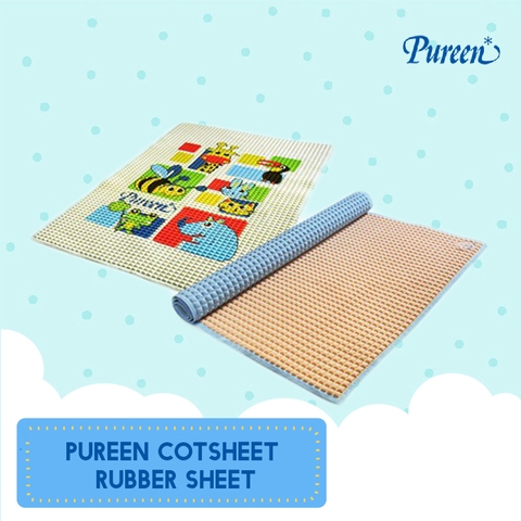 [PREMIUM] Pureen Plain Cotsheet Rubber Sheet Comfort For Baby Pelapik ...
