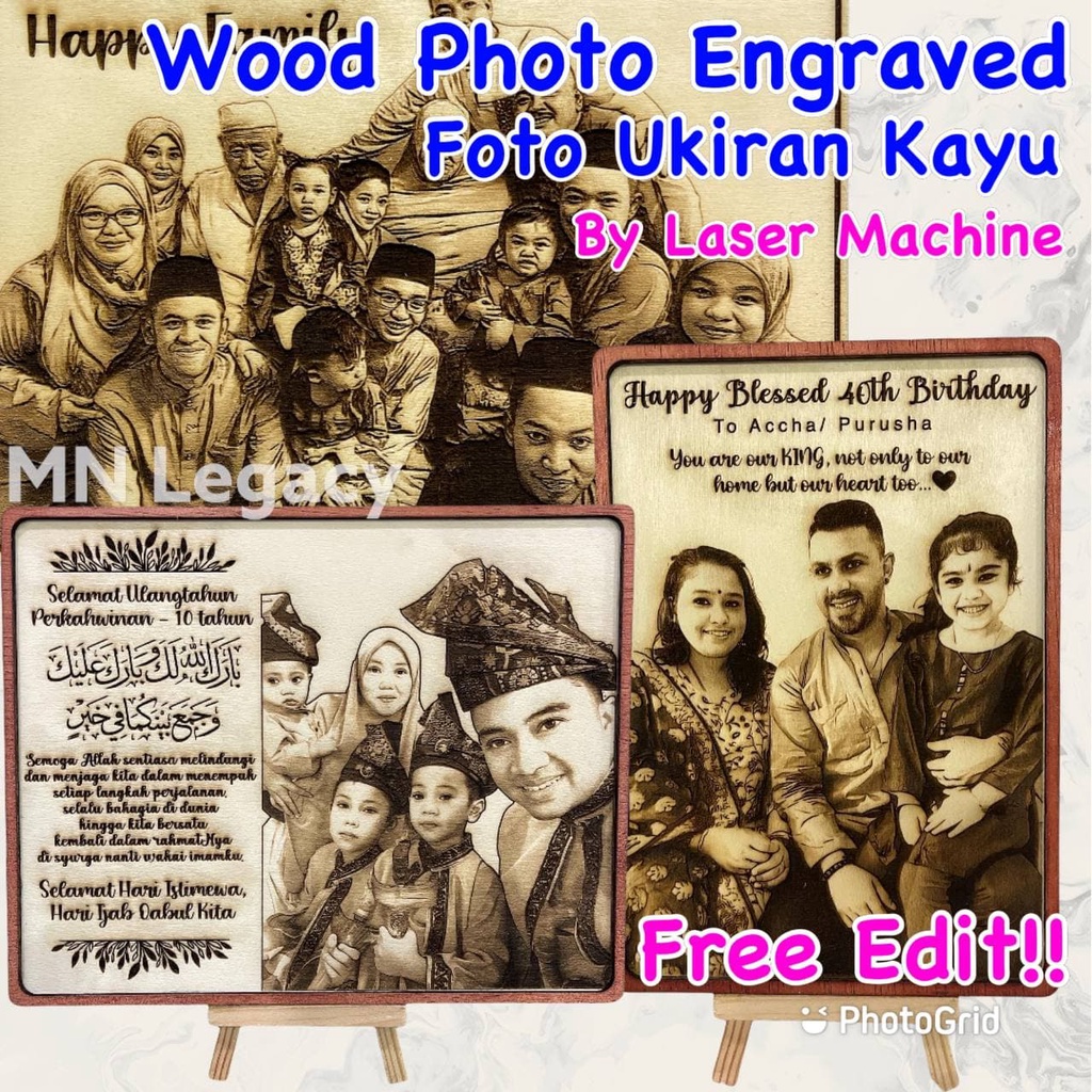 Wood Potrait Photo Laser Engraved - Foto Gambar Ukiran Laser Kayu ...