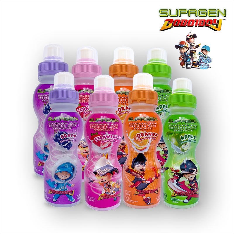 SUPAGEN x BOBOIBOY FLAVOURED MILK ENRICHED WITH PREBIOTICS | Shopee ...