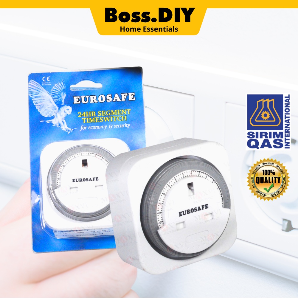 (SIRIM) EUROSAFE 24hrs 13Amp Plug In Timer Switch Analog THEBEN type ...