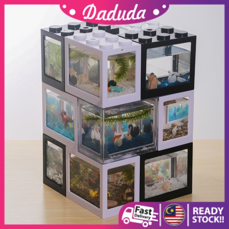 Betta fish Mini Aquarium Fighting Cylinder Rumble LED Building block ...