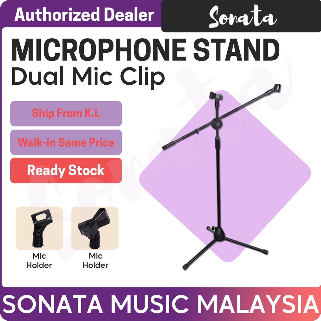 PROFESIONAL DUAL MIC CLIP MICROPHONE STAND ( Mic Stand for Studio ...