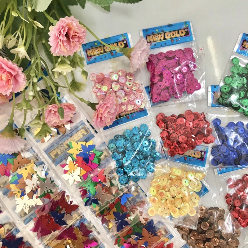 Art & Crafts Metalic Laser Sequins Difference Shapes DIY for Children ...