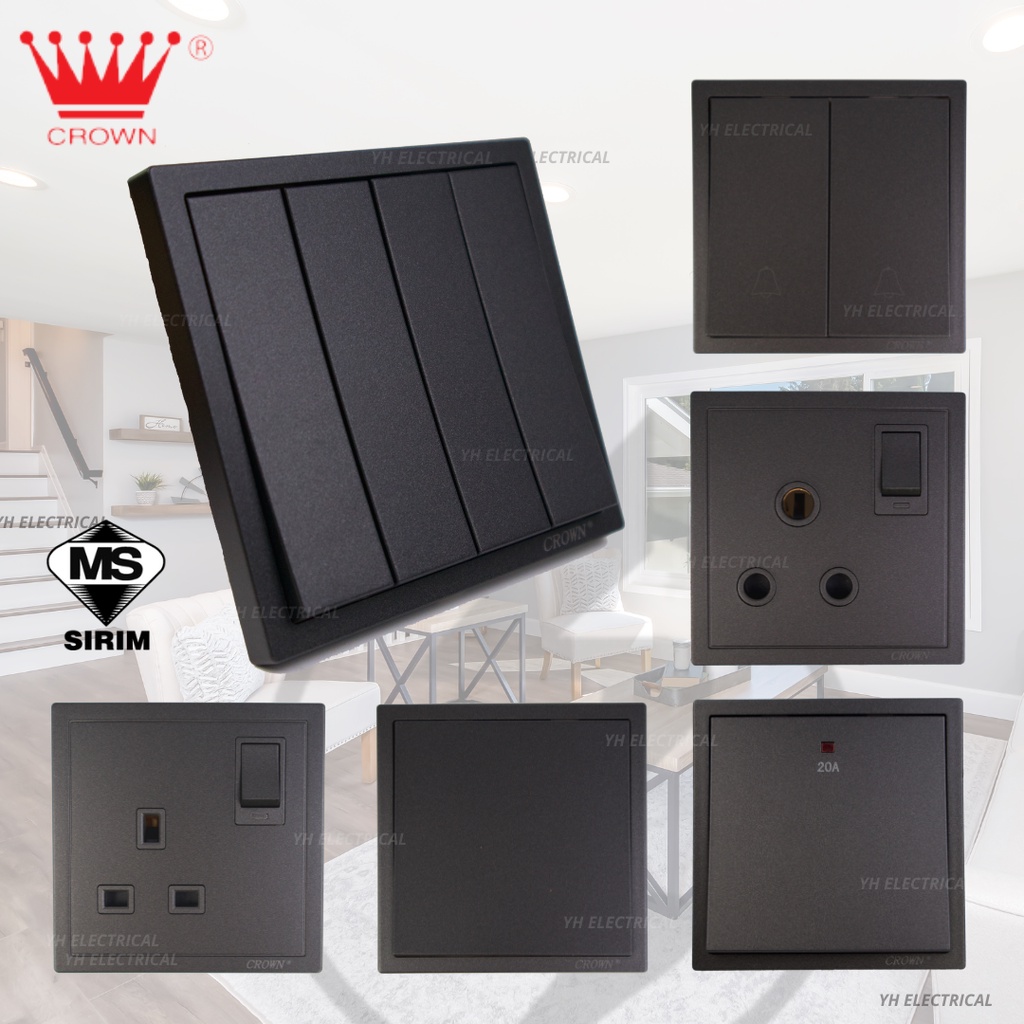 [ MATTE BLACK ] CROWN CM Series Switch Switched Socket Outlet / Suis ...