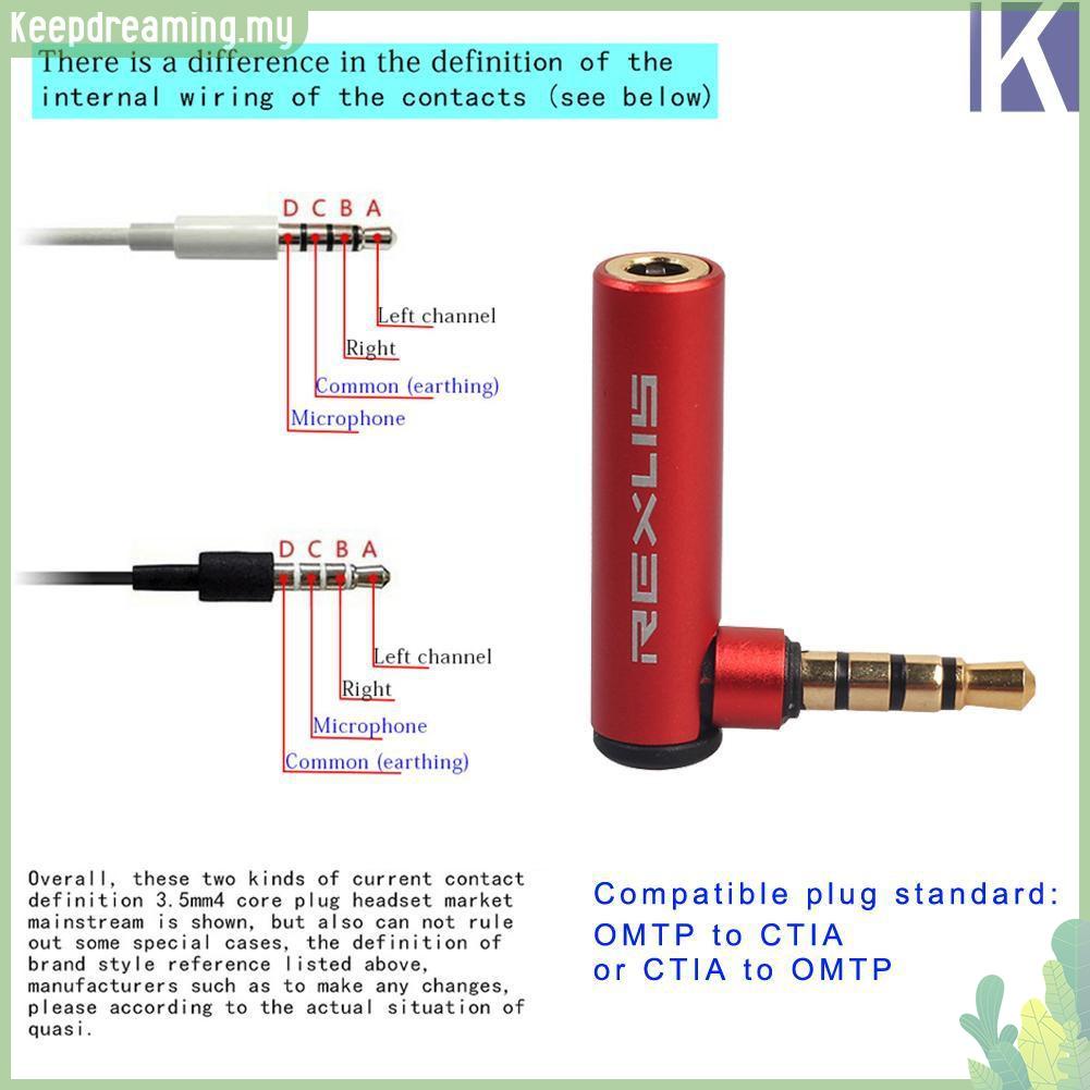 90 Degree Universal 3.5mm OMTP to CTIA Earphone Converter Adapter ...