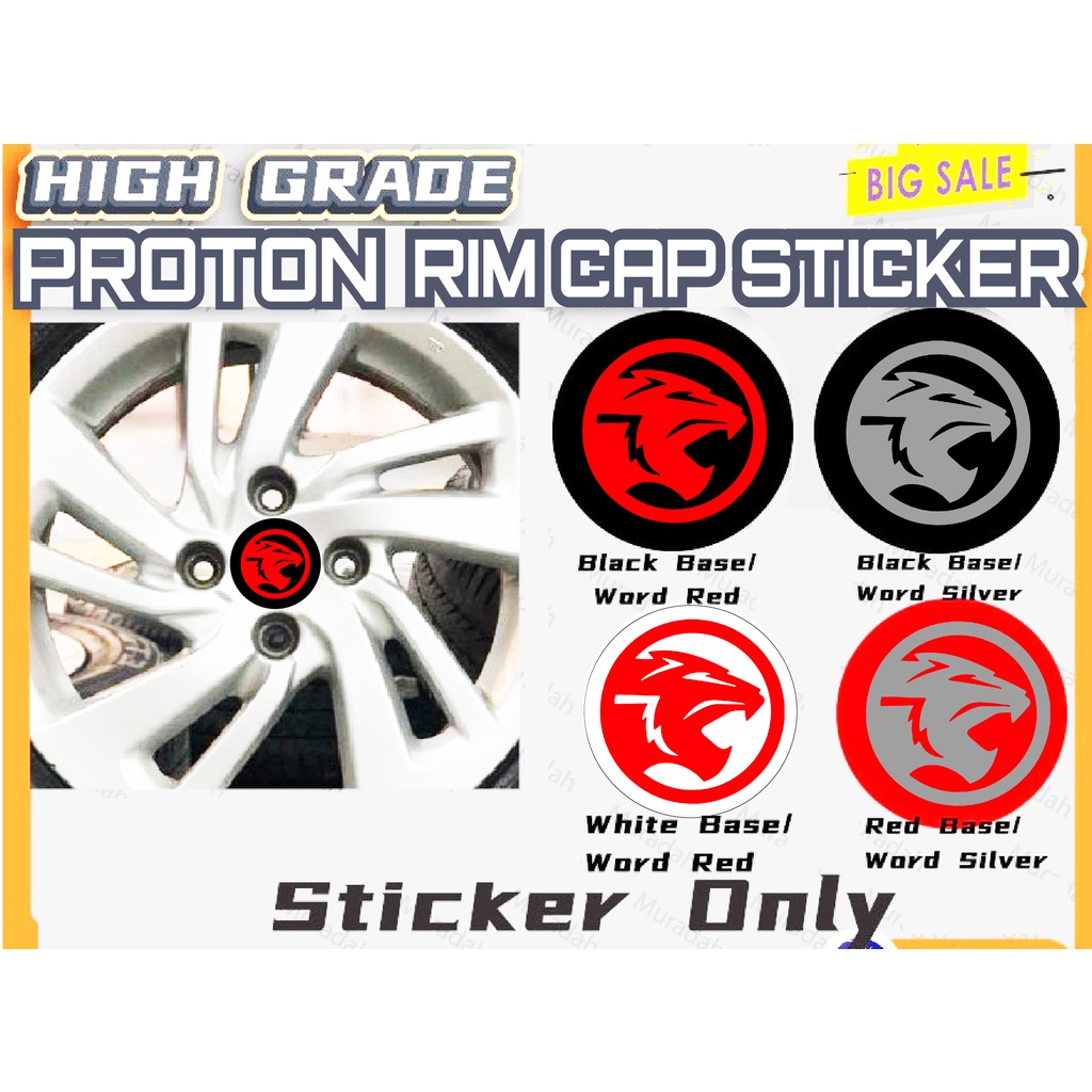 4pcs + 2 pcs extra Proton Rim Cap Sticker X70 X50 SAGA WIRA PERDANA ...