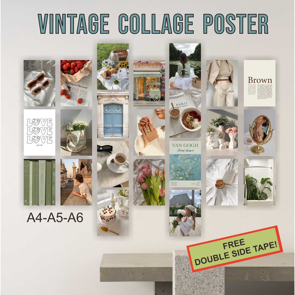 Aesthetic VINTAGE COLLAGE POSTER | Shopee Malaysia