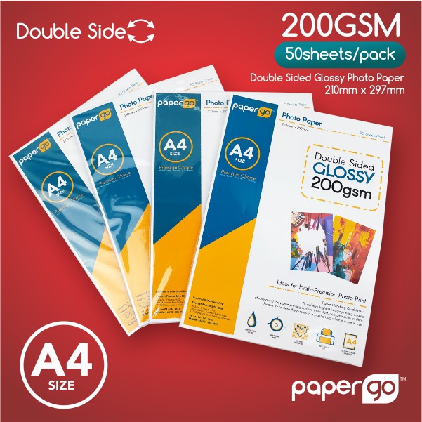 Inkjet Photo Paper- 200gsm Double Side Glossy A4 Size ( 50pcs/packet ...