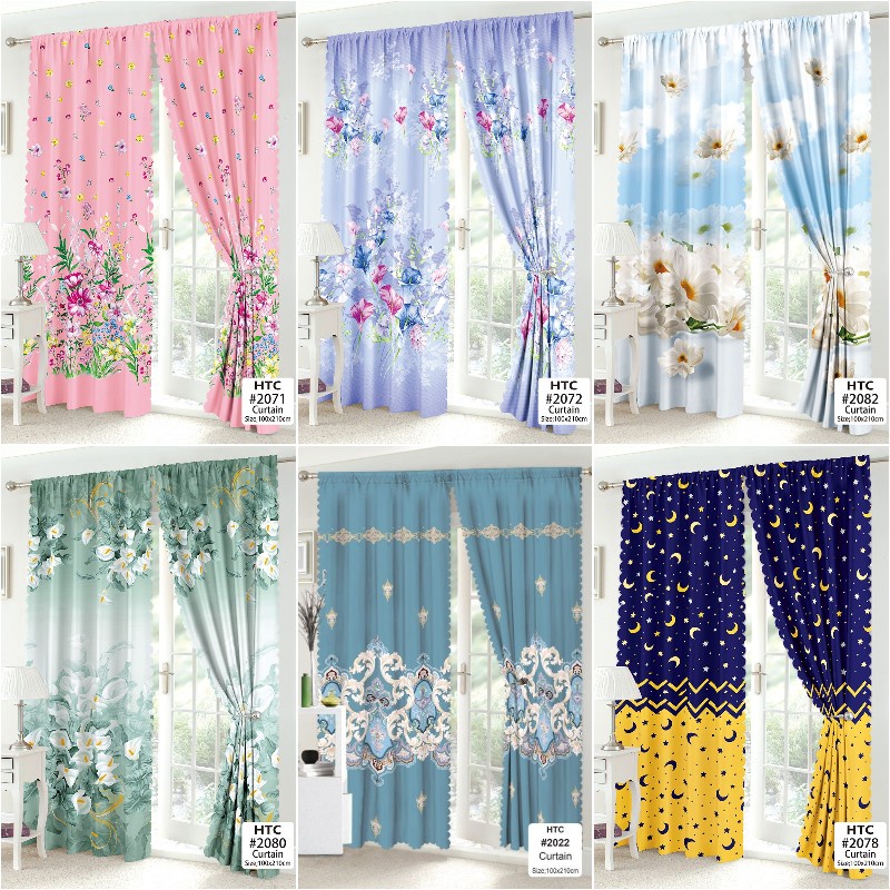 New Elegant Curtain Kurtina Room Decoration Flower Printed Curtains for ...