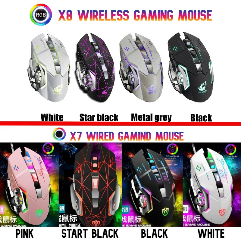 ~Dari KL~ X8 RGB tetikus komputer LED Wireless Senyap tetikus Wireless ...