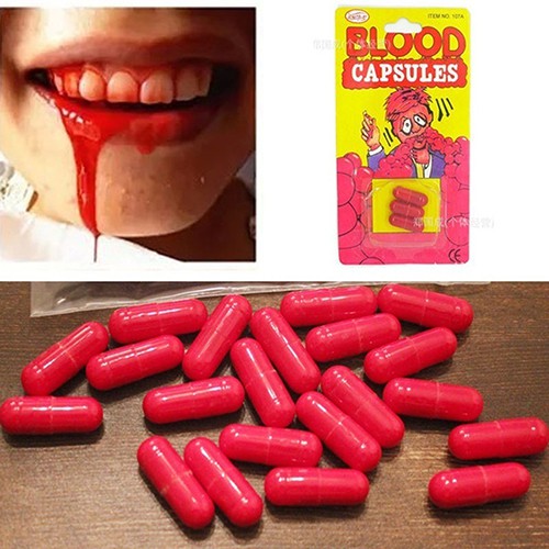 3Pcs/Box Horror Funny Halloween Prop Gag Realistic Fake Blood Pills ...