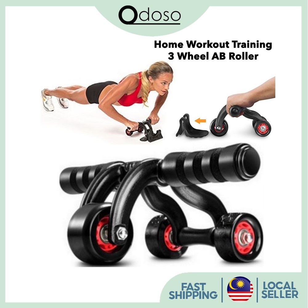 3 Wheel AB Roller Fitness Wheel Core Oblique’s Gym Equipment Support ...