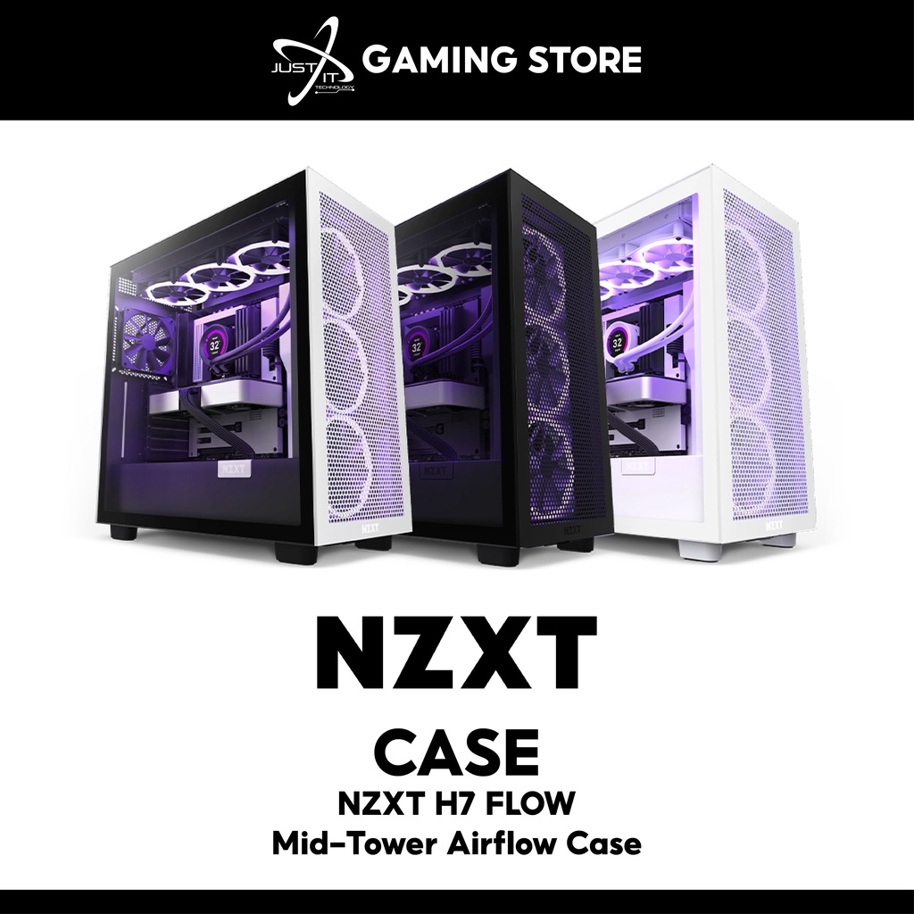 NZXT H7 Flow / H7 FLOW RGB Mid Tower Case - ( Matte White / Matte Black ...