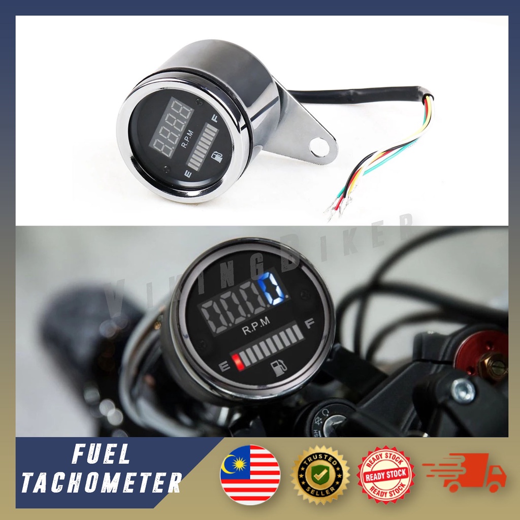 (⚡⚡READY STOCK⚡⚡) MOTORCYCLE DIGITAL TACHOMETER + FUEL LED LCD METER ...