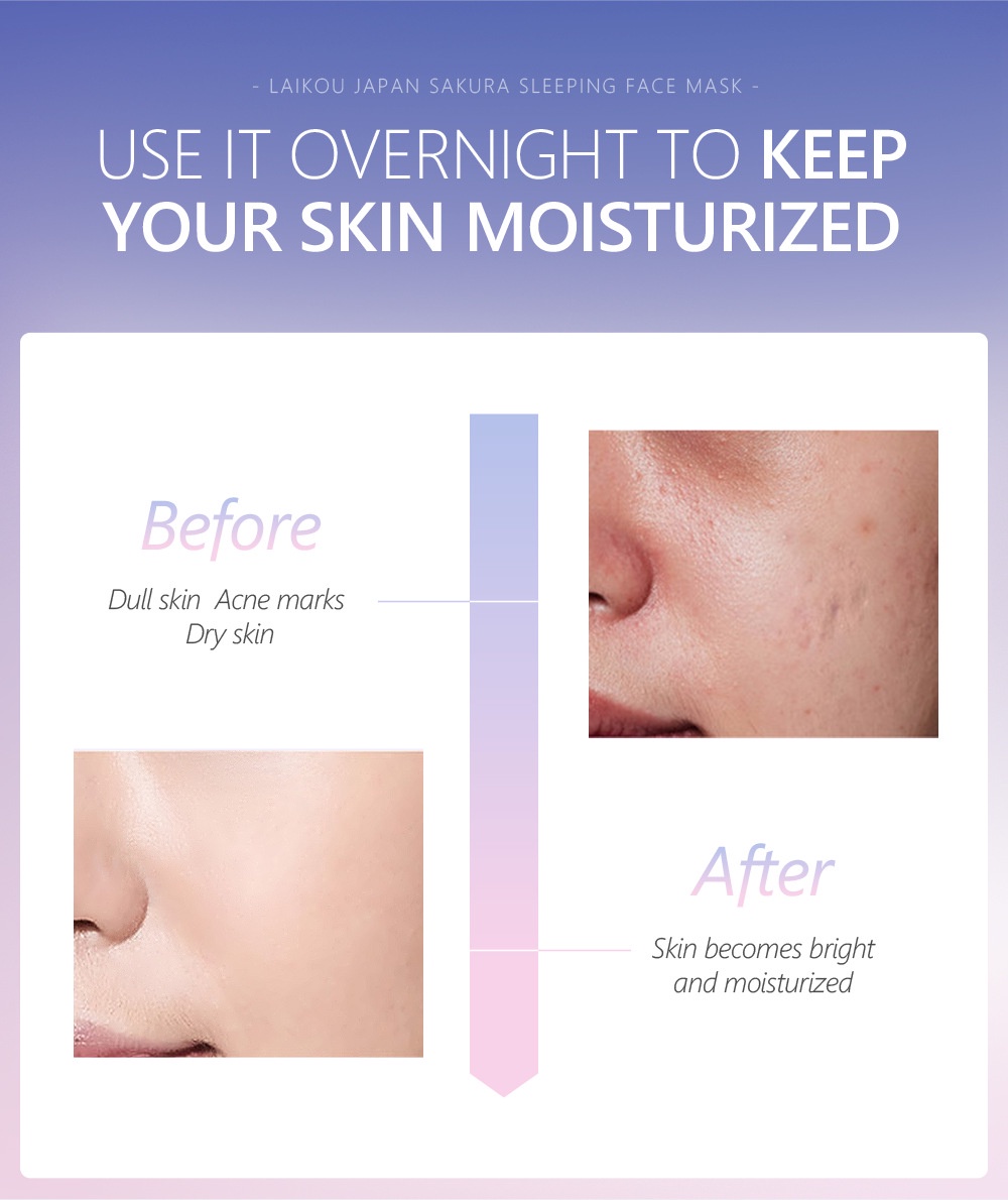 LAIKOU Japan Sakura Facial Sleeping Mask Repairing Brighten Skin Tone ...