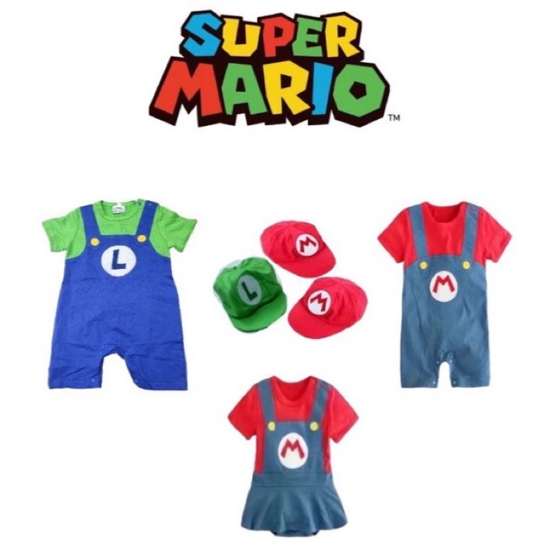 Super Mario & Luigi Romper w/cap For babies | Shopee Malaysia
