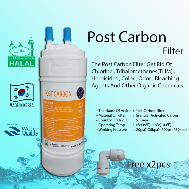 8Inch Inline Halal Post Carbon Filter/ Compatible with Korean water ...