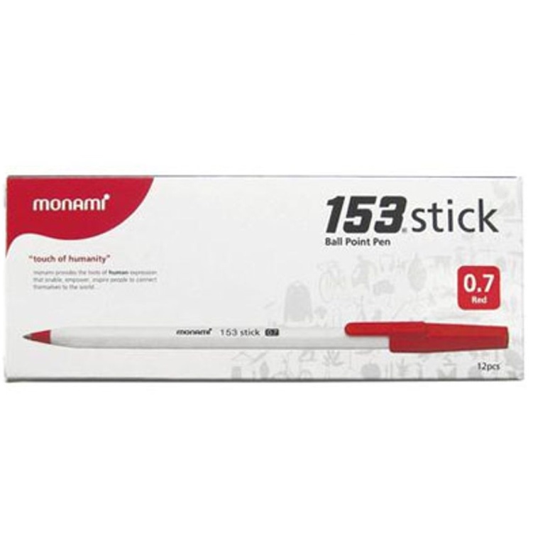 12pcs MONAMI 153 Stick Ballpoint Pen 0.7mm Black Blue Red - Choose Color | Shopee Malaysia