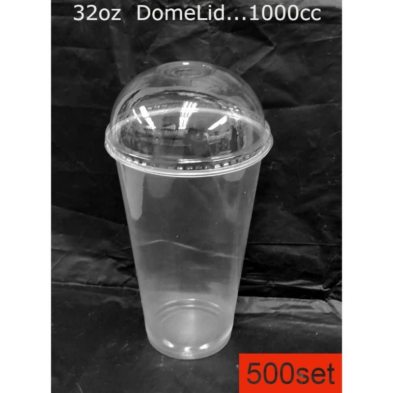 32oz PP Clear Cup with "Dome Lid" Drinking Plastic Cup / Cup Cawan ...