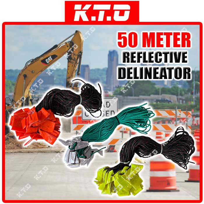 50 METER REFLECTIVE DELINEATOR STRING SAFETY REFLECTOR ROPE DELINEATOR ...