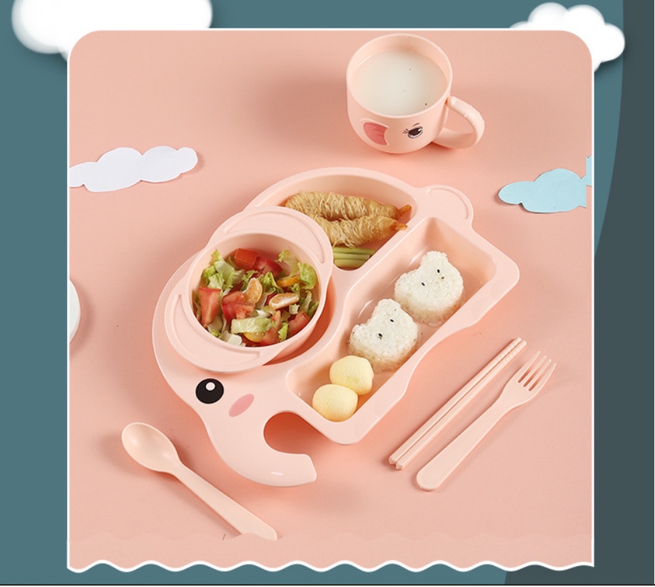 *READY STOCK* 6pcs children dining sets plastic Cartoon Kid Plate Set ...