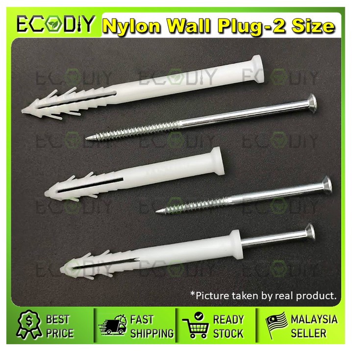 ECODIY🇲🇾 (20pcs/100pcs) 3” 4” Nylon Plastic PVC Anchor Wall Plug with ...