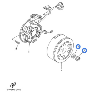 (90179-12657) Nut Washer Spacer / Key Magnet Magneto Rotor RXZ ...