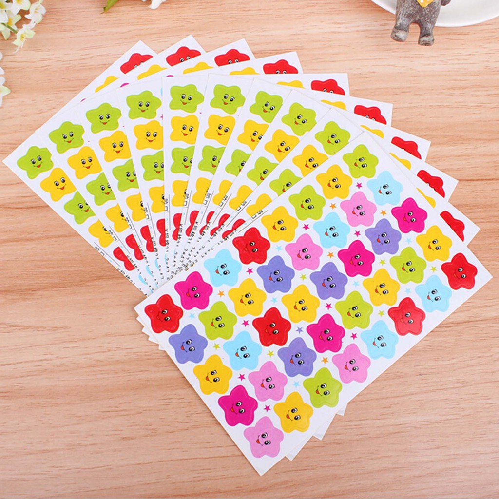 400Pcs Children Kids Stars Smiley Face Reward Stickers Kindergarten ...