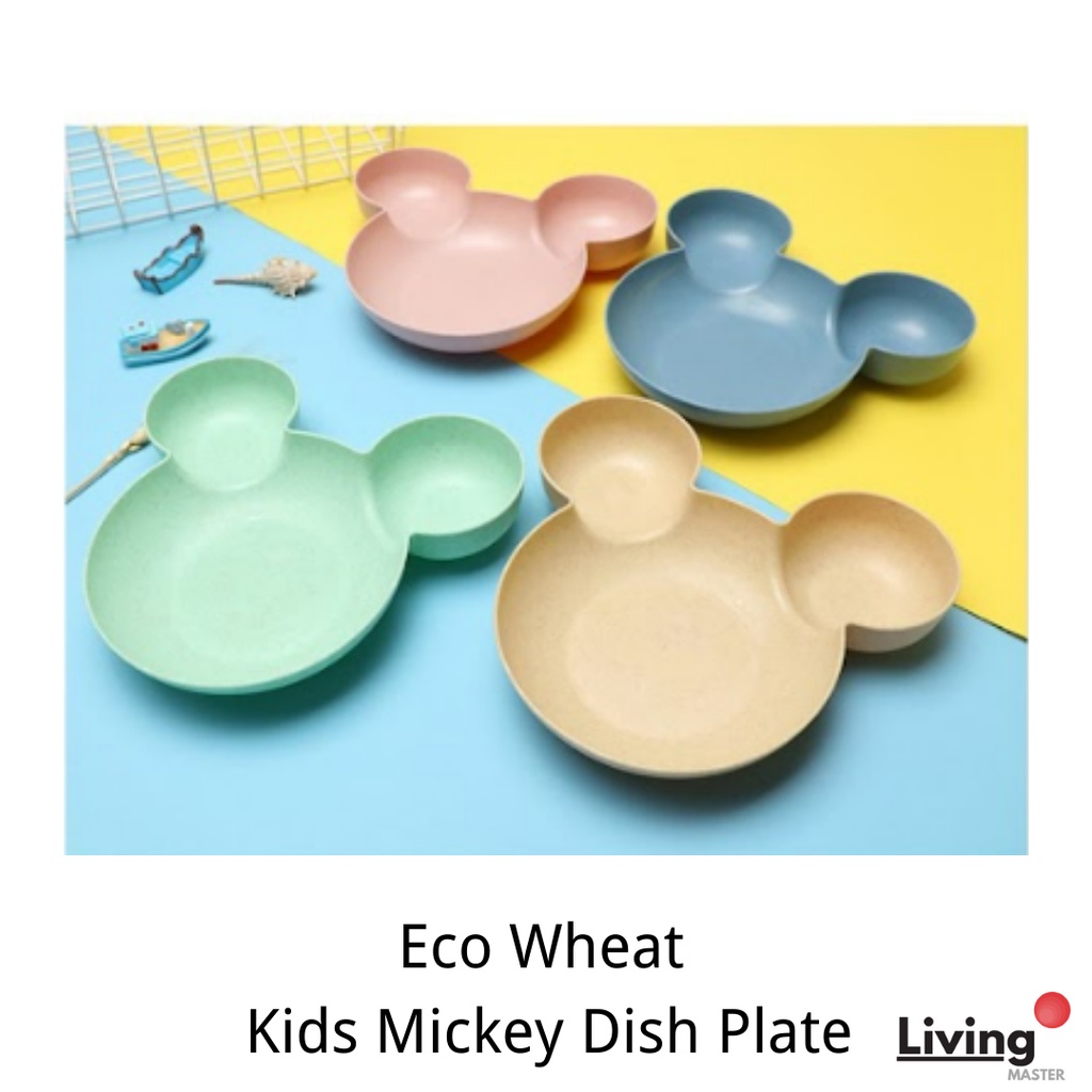 Eco Wheat Kids Mickey Dish Plate Baby Cartoon Plate Baby Tableware ...