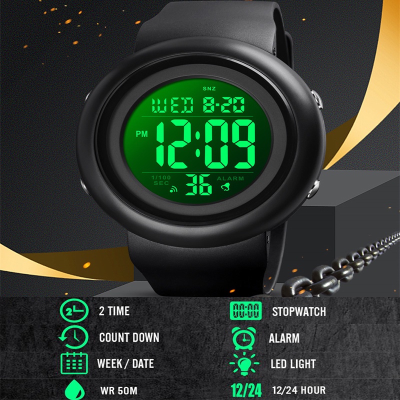 Skmei Dual Time Wristwatch Fashion Big Dial Design Alarm Clock ...