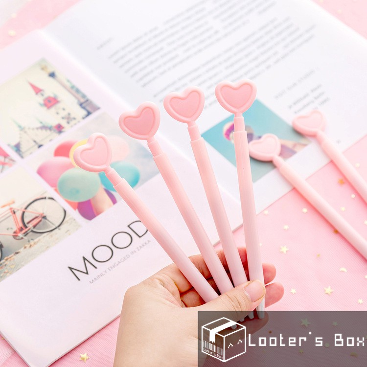 Pastel Pink Heart Valentine's Day Cute Black Gel Pen (I1719) | Shopee ...