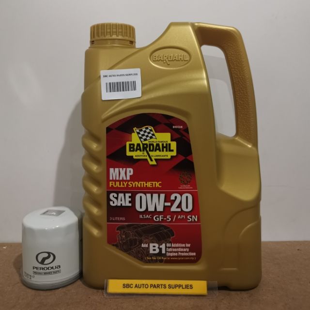 BARDAHL FULLY SYNTHETIC SAE 0w20 SN/ILSAC 3LITER with PERODUA OIL ...