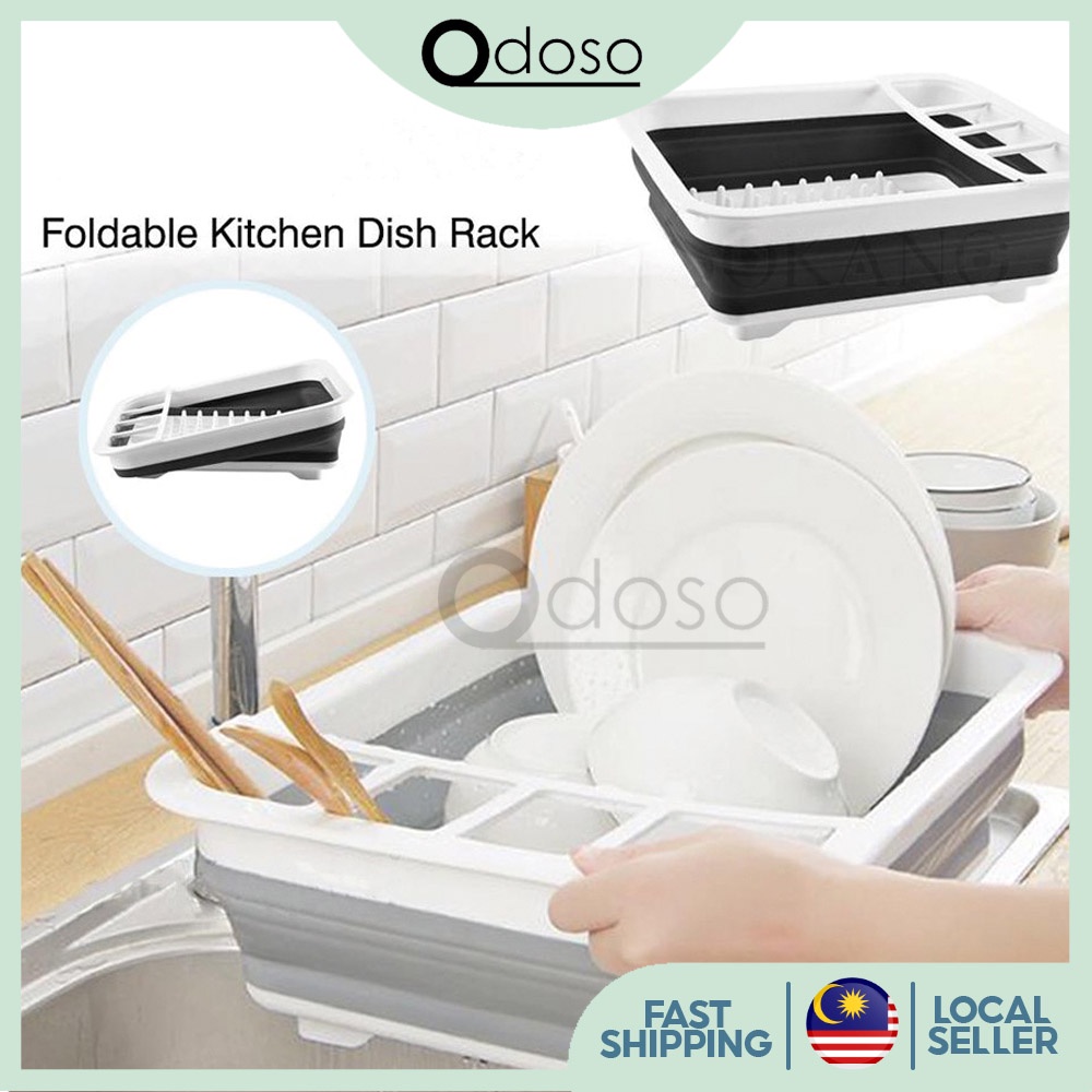 SCJ06 Foldable Kitchen Dish Rack Cutlery Storage Box Dish Drainer ...
