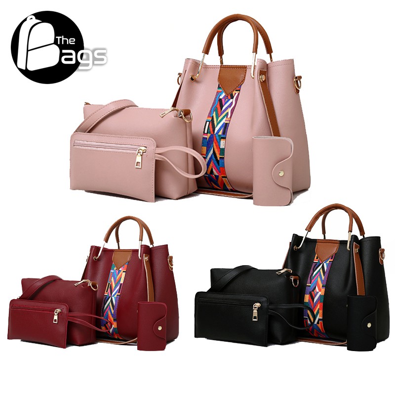 TheBags Set Beg Wanita Premium 4-In-1 Elegant Women Fashion Medium Tote ...