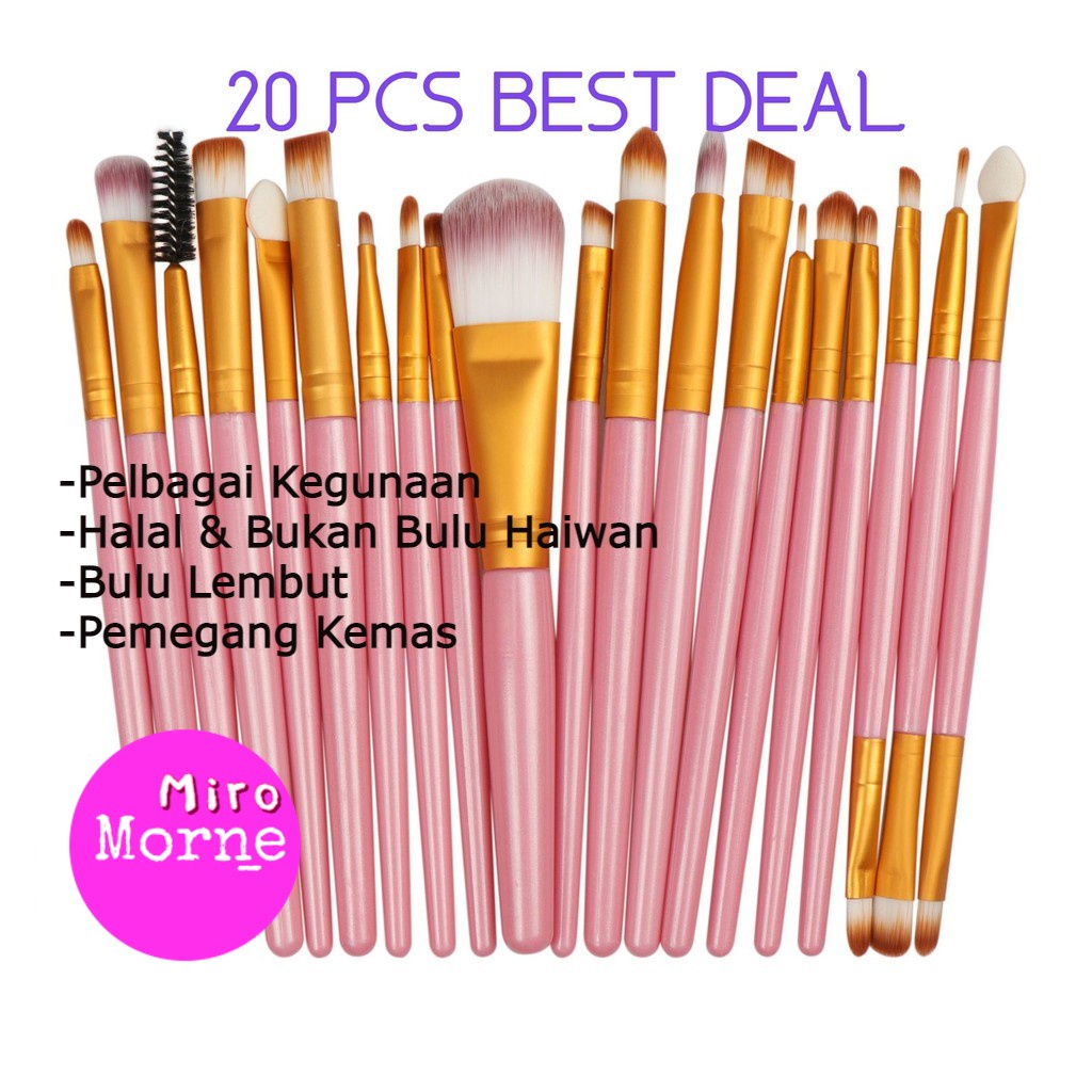 (Buy 1 Free 1) Promosi!! 20pcs HALAL Soft Set Face Brushes Brush Kabuki ...