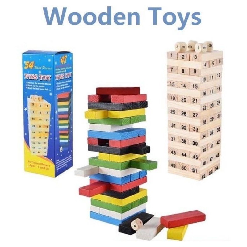 48pcs Wooden block stacking toy Compatible Size Classic Building ...