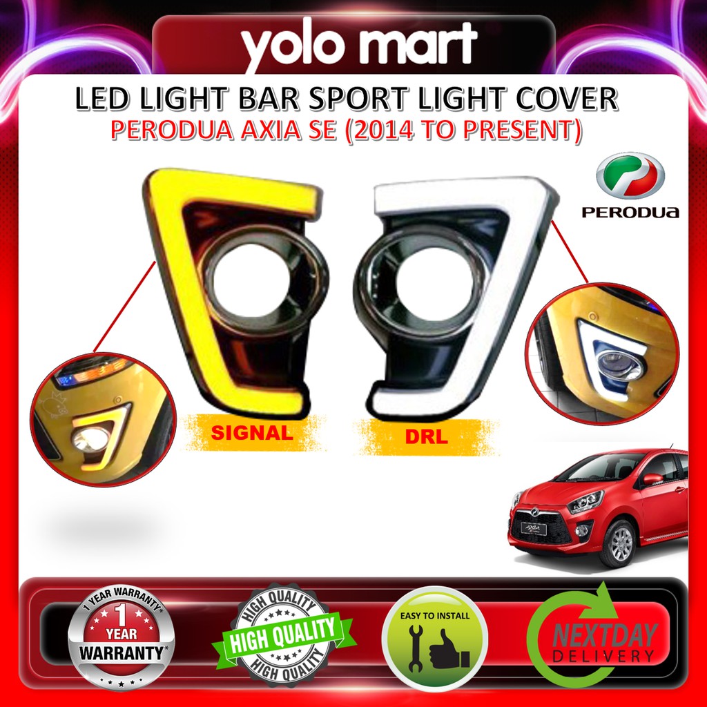 Perodua AXIA 】LED Light Bar - DRL Fog Lamp Cover / Sport Light Cover ...